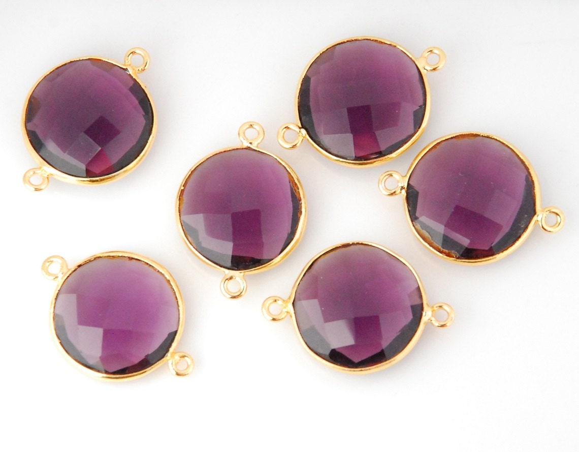 2 Pieces: Hydrothermal Synthetic Amethyst, Quartz Gemstone Bezel ...