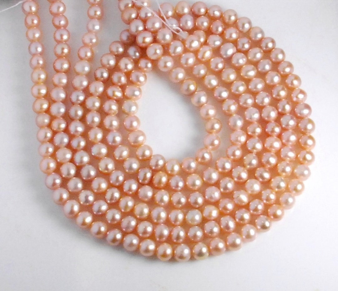 5-5.5mm off Round Freshwater Pearls, One Full 15-inch Strand, Grade AA+ ...