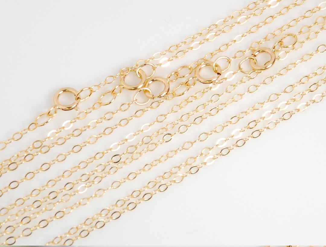 1 Pc: 18" 14K Gold Filled Chain, Finished, 18 Inches Sparkly Flat Cable ...