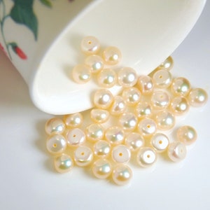 10 Pairs: 7mm Freshwater Pearl, Button Pearls for Making Post Earrings ...