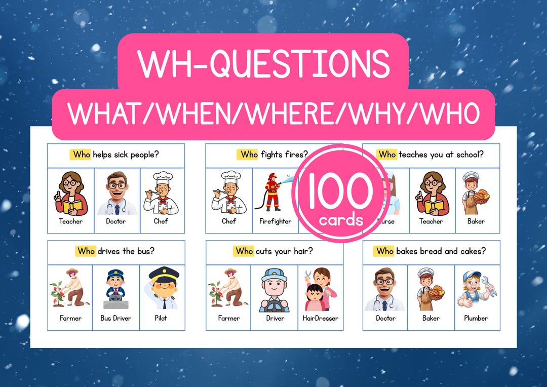 WH Question Flashcards for Kids | Speech Therapy ESL Game (printable ...