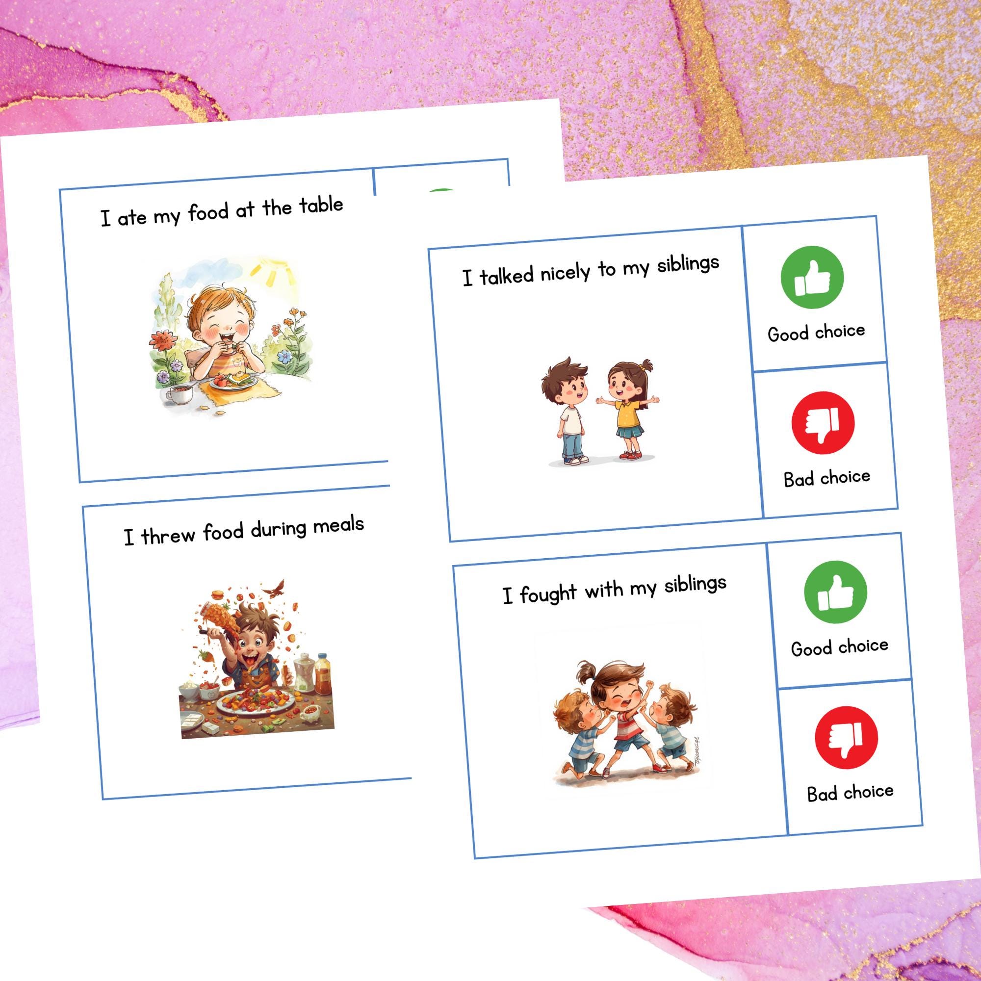 Good Choice Bad Choice Flashcards | Behaviour Sorting Cards for Kids ...