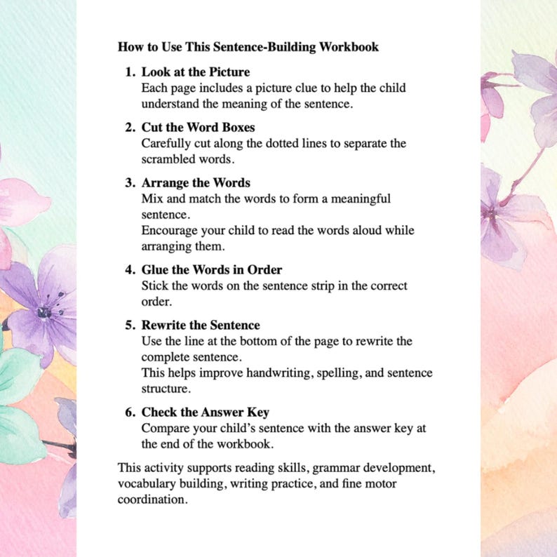 Build a Simple Sentence Worksheets | Cut and Paste Sentences ...