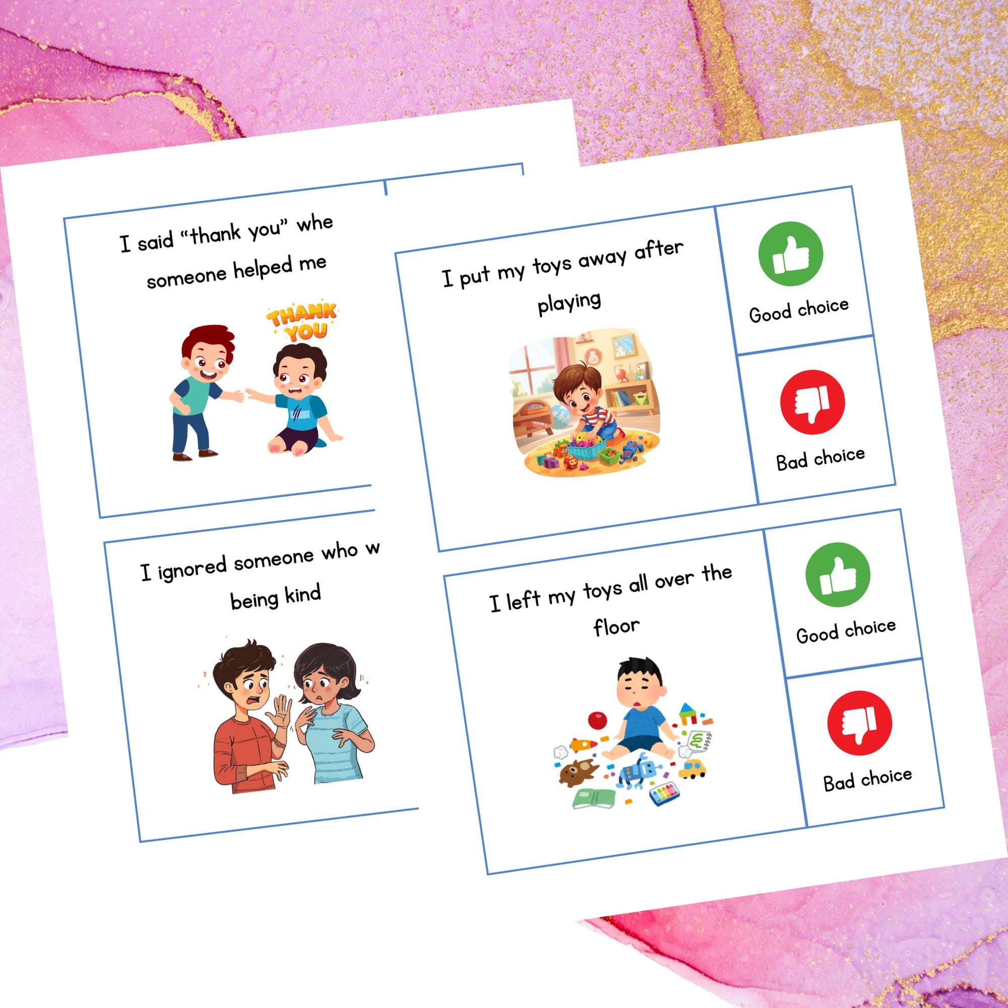 Good Choice Bad Choice Flashcards | Behaviour Sorting Cards for Kids ...