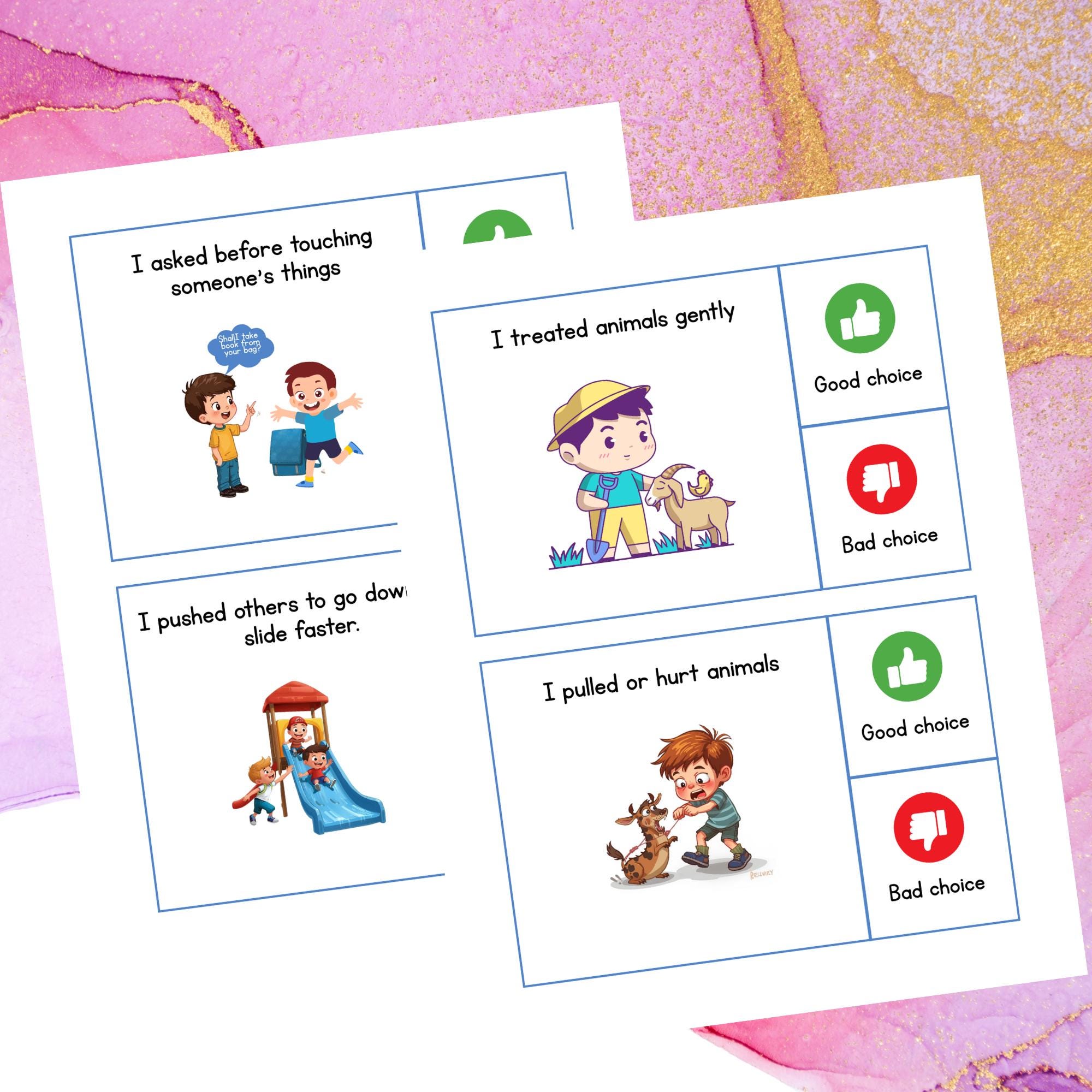Good Choice Bad Choice Flashcards | Behaviour Sorting Cards for Kids ...