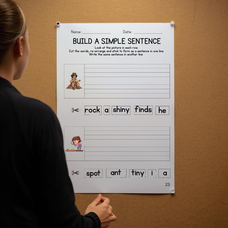 Build a Simple Sentence Worksheets | Cut and Paste Sentences ...