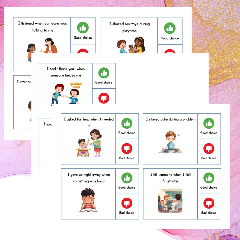 Good Choice Bad Choice Flashcards | Behaviour Sorting Cards for Kids ...
