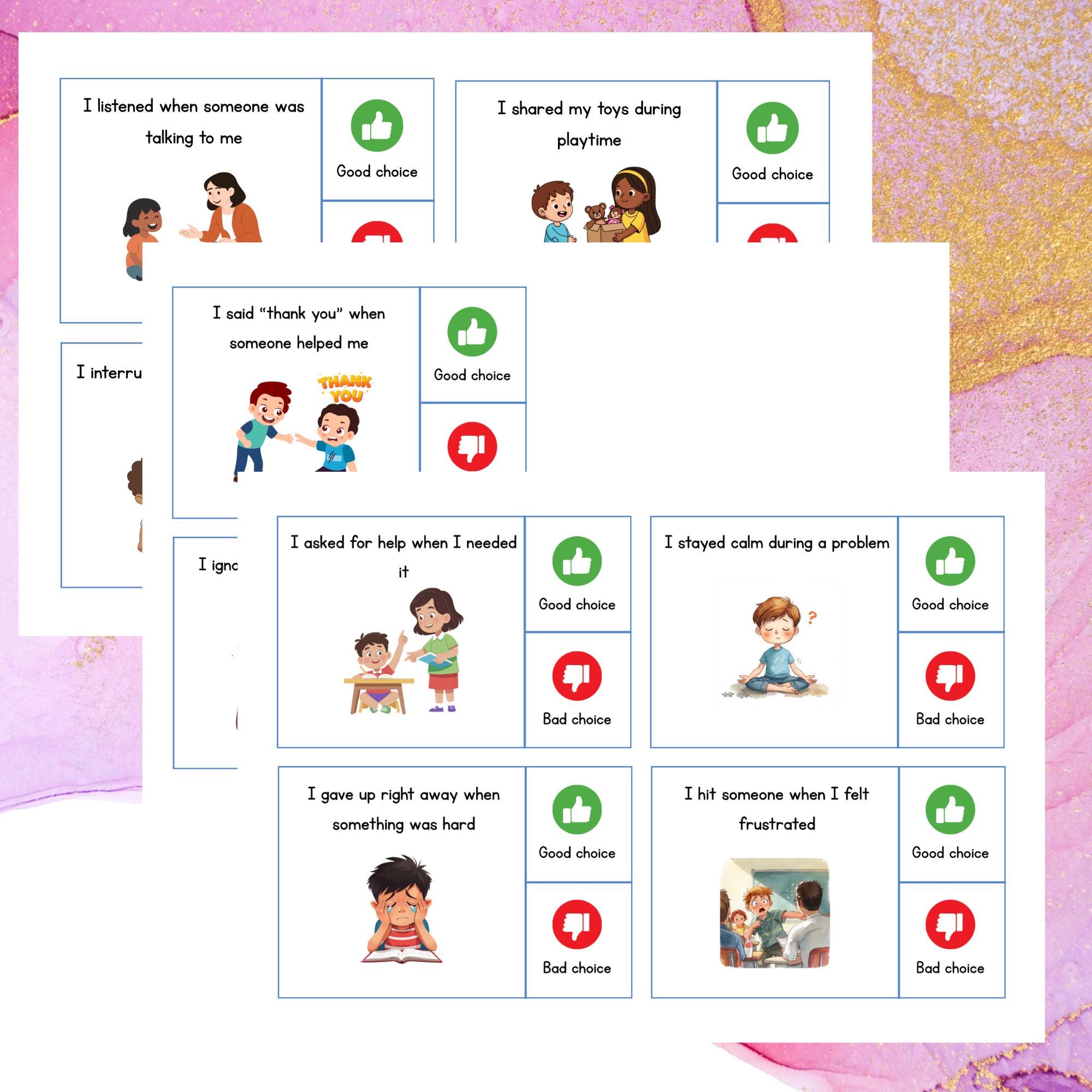 Good Choice Bad Choice Flashcards | Behaviour Sorting Cards for Kids ...
