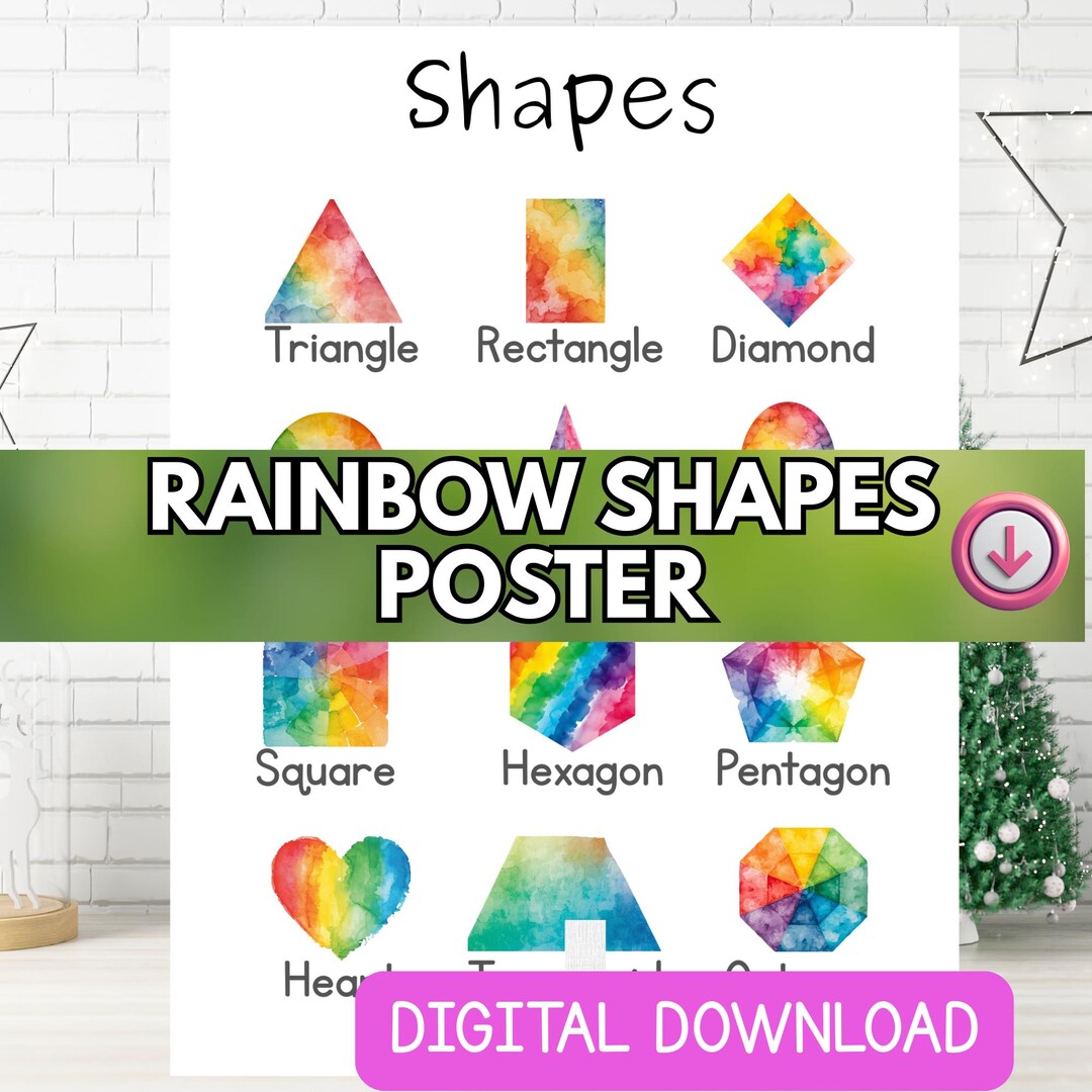 Rainbow Shapes Poster & Tracing Worksheets | 8.5x11 Printable ...