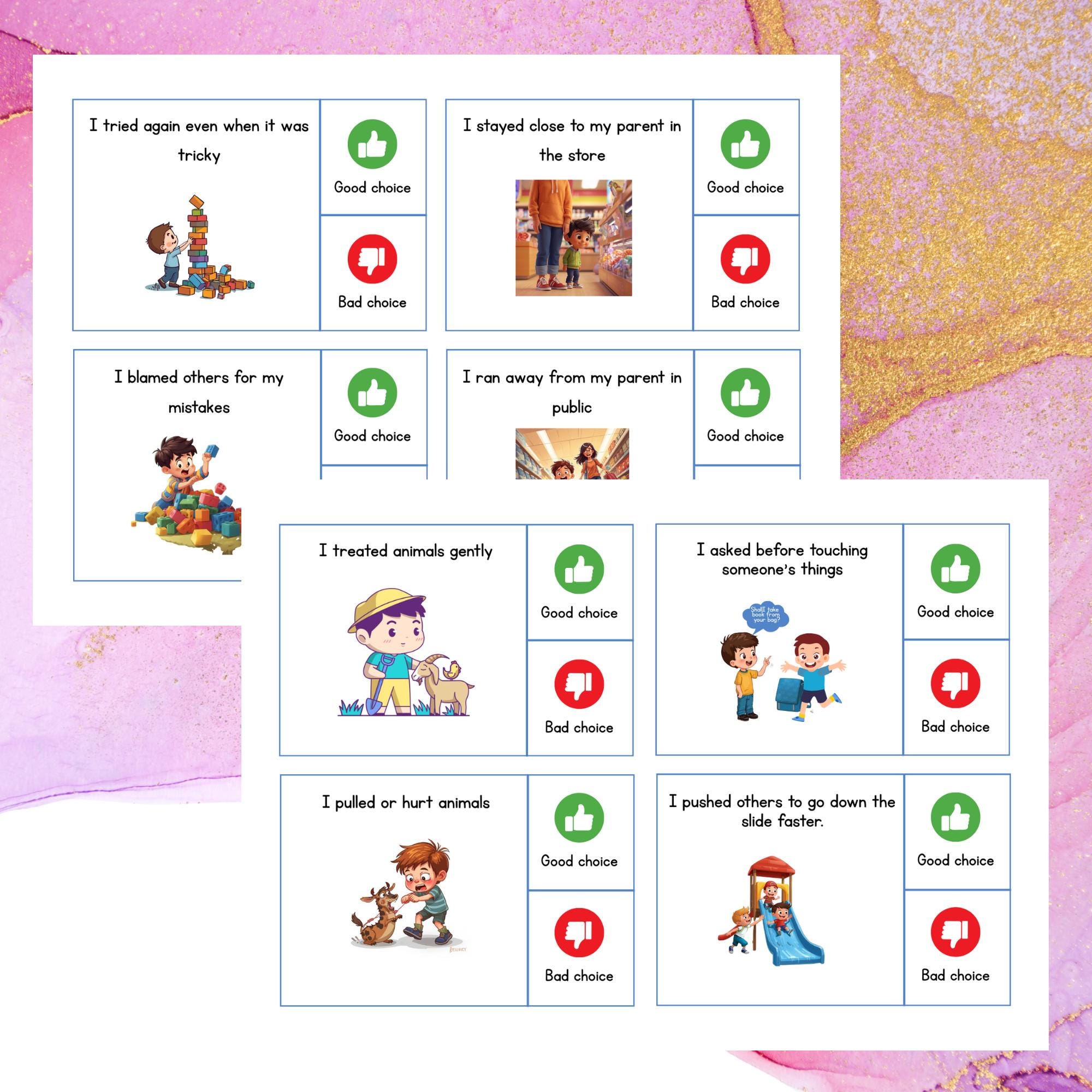 Good Choice Bad Choice Flashcards | Behaviour Sorting Cards for Kids ...