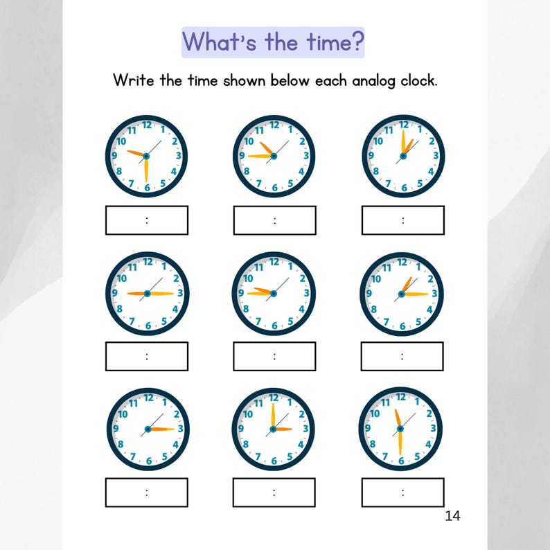 Telling Time Worksheets for Kids | Analog Clock Practice Printable - Etsy