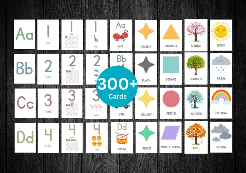 Montessori Flash Cards Bundle: Alphabet, Numbers, Shapes, Colors ...