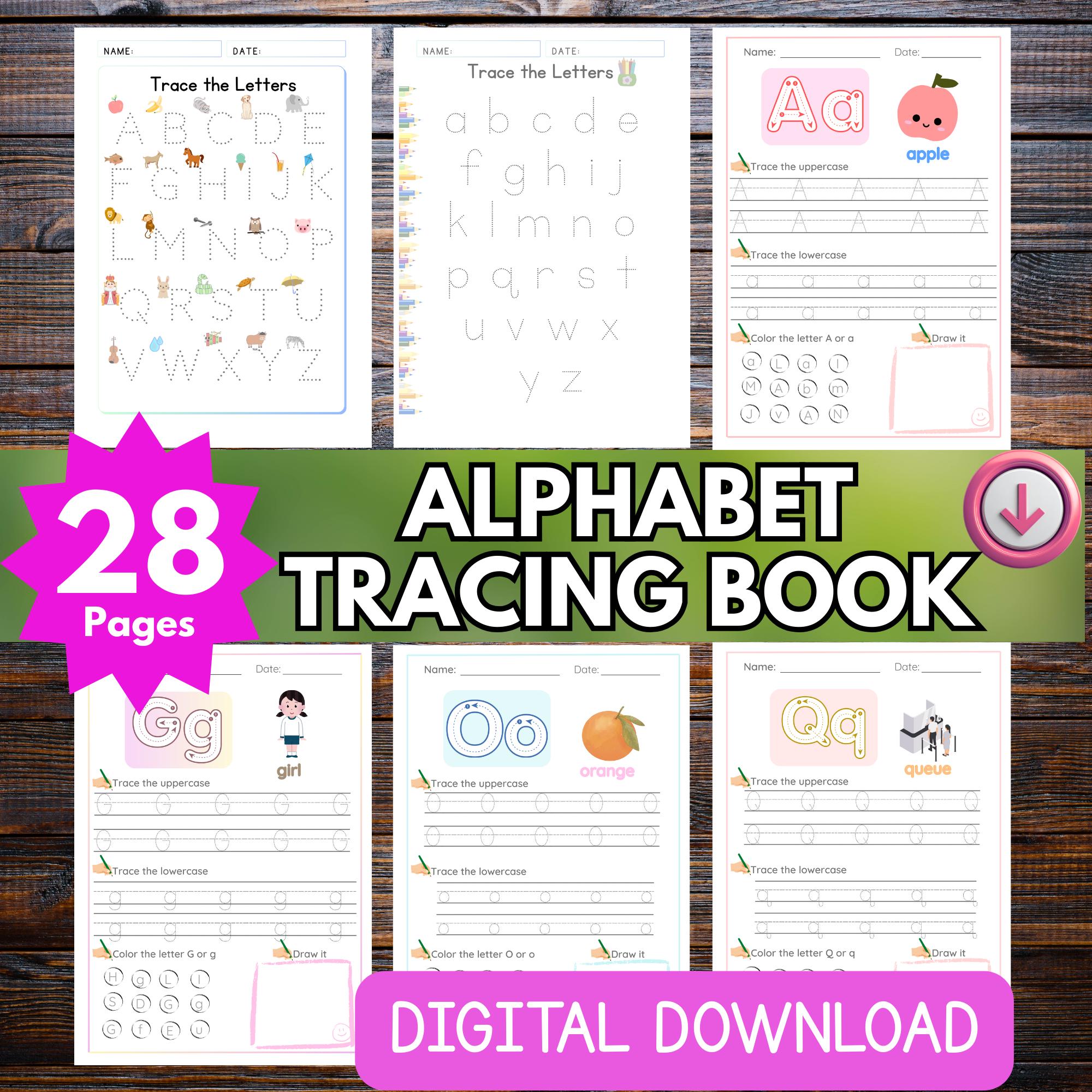 Alphabet Tracing Book Printable | ABC Letter Practice (PDF) - Etsy