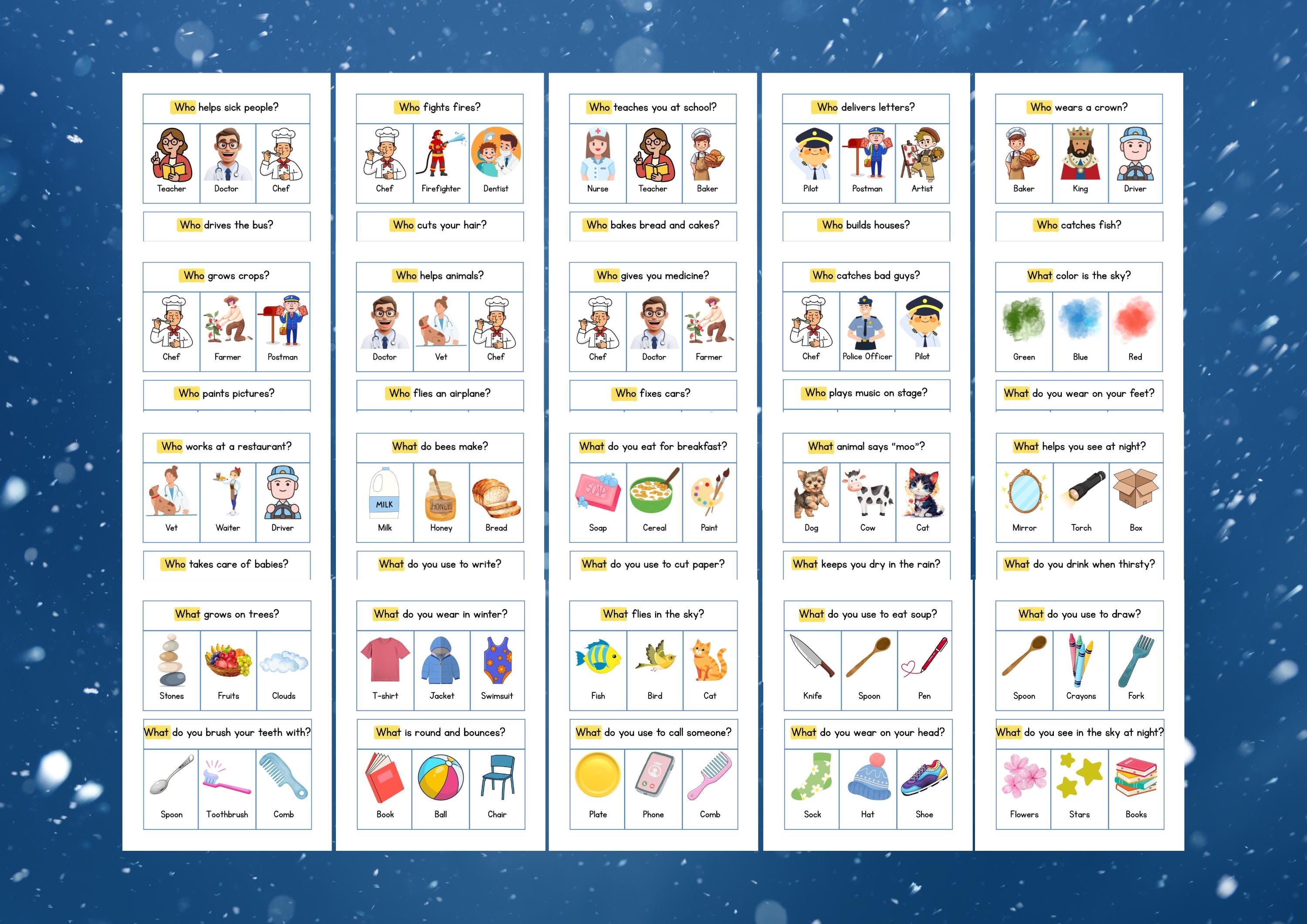 WH Question Flashcards for Kids | Speech Therapy ESL Game (printable ...