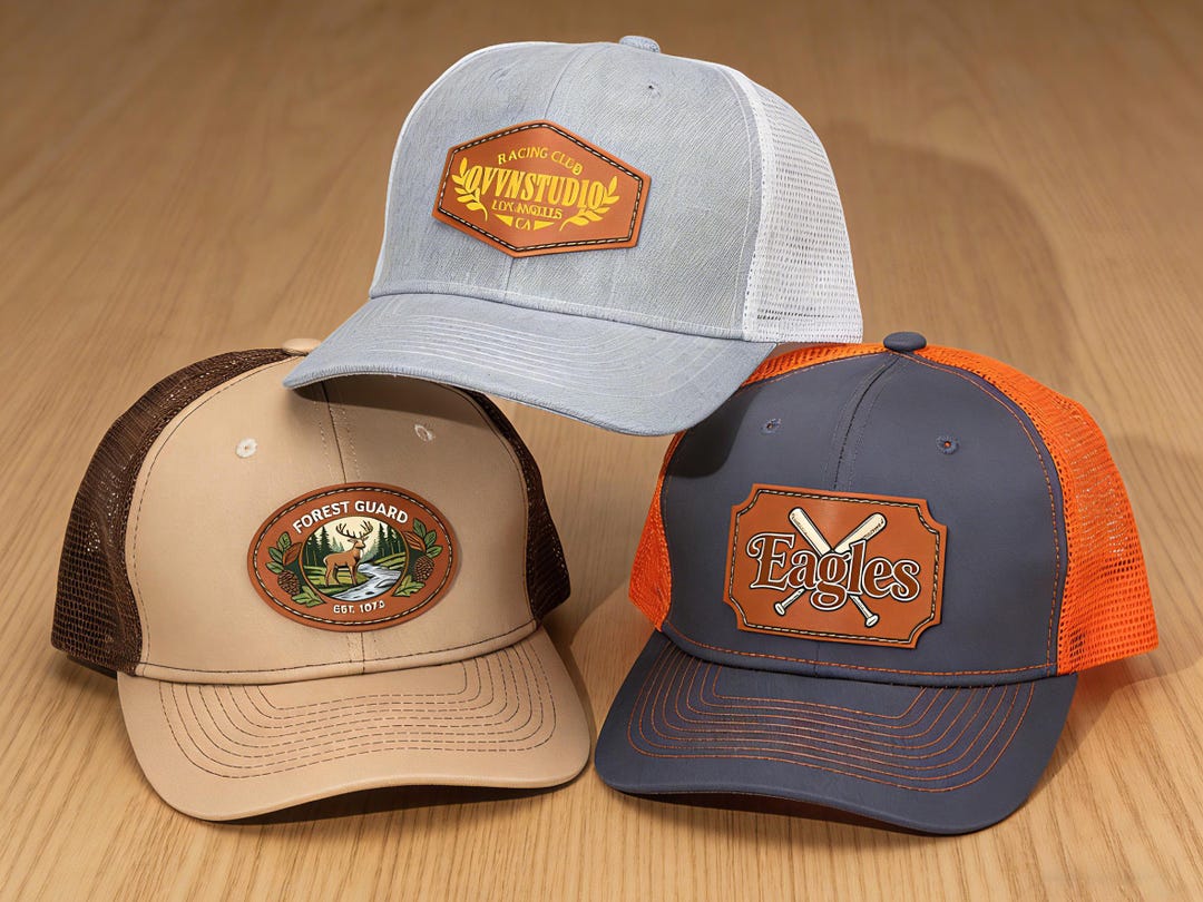 Custom Leather Patch Caps, Personalized Logo Patch Caps, Custom Leather ...