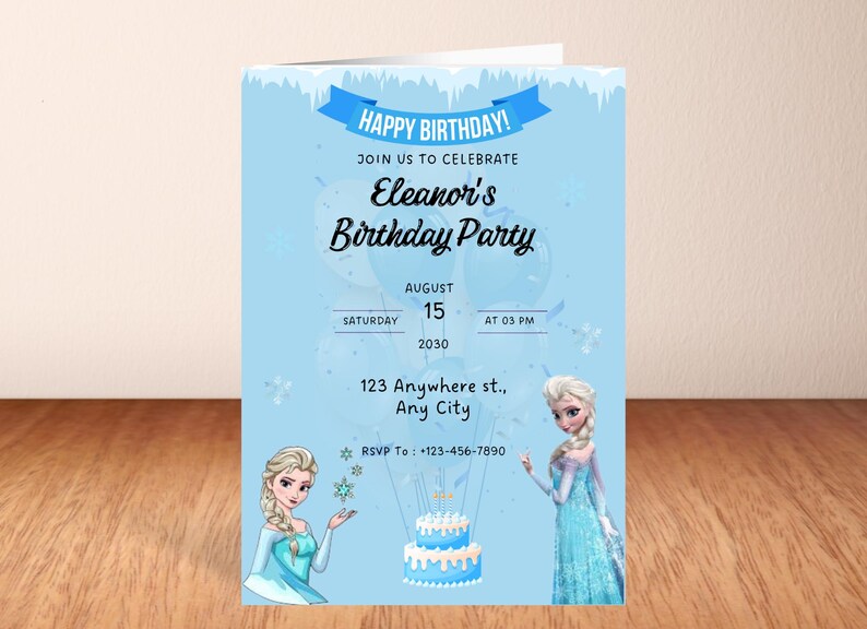 Elsa Birthday Party Invitation| Elsa Theme Invite| Frozen Girl Birthday ...