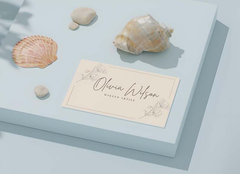 Floral Business Card Canva Template | Minimal Flower Shop & Makeup ...