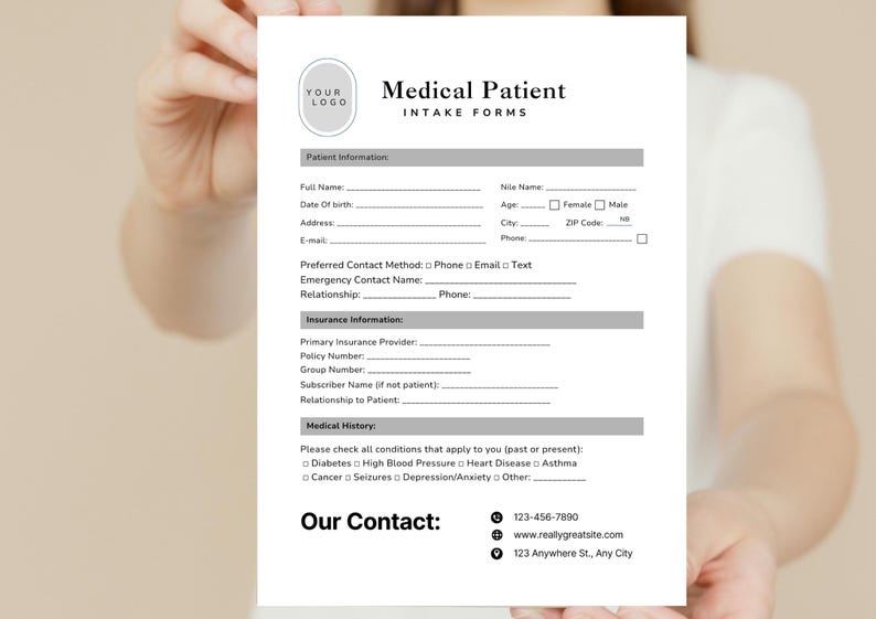 Printable Medical Client Intake Form| Fillable Intake Form Template ...