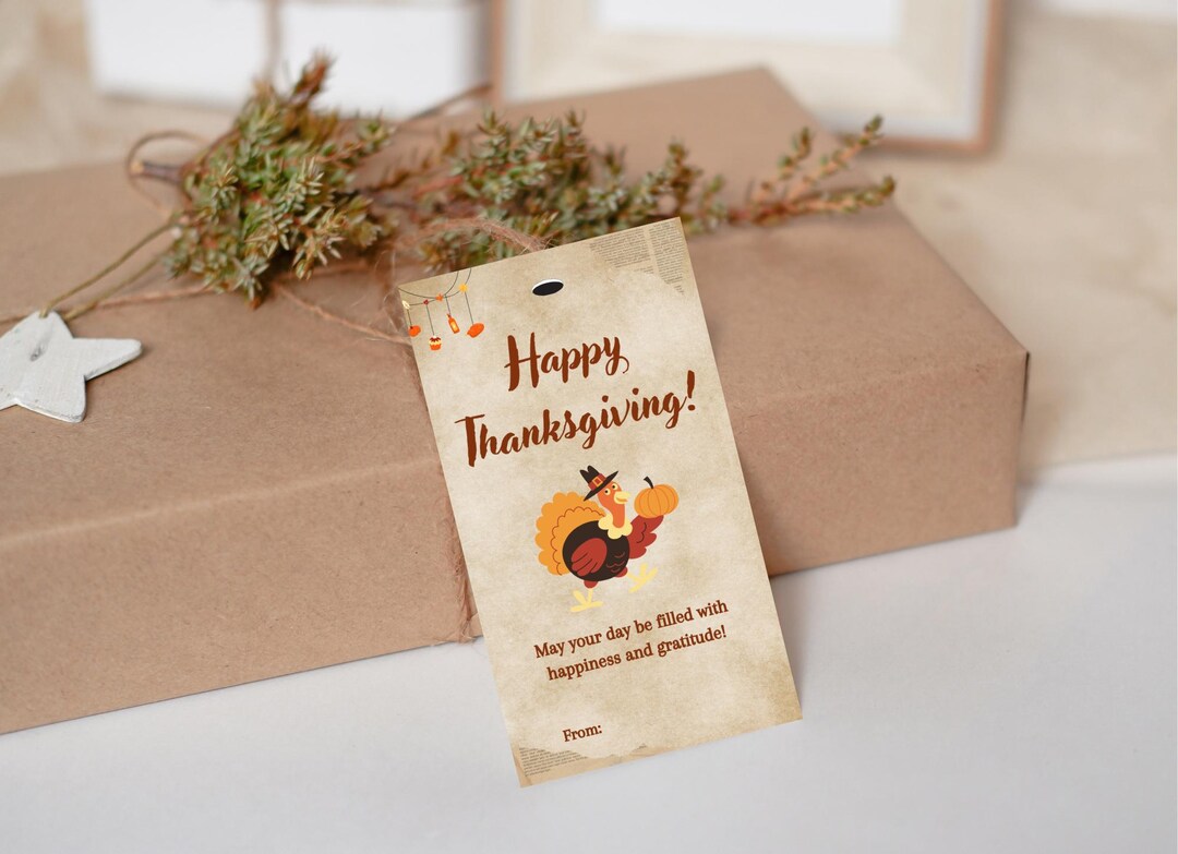Printable Turkey Thanksgiving Gift Tag, Fall Holiday Gift Tags ...