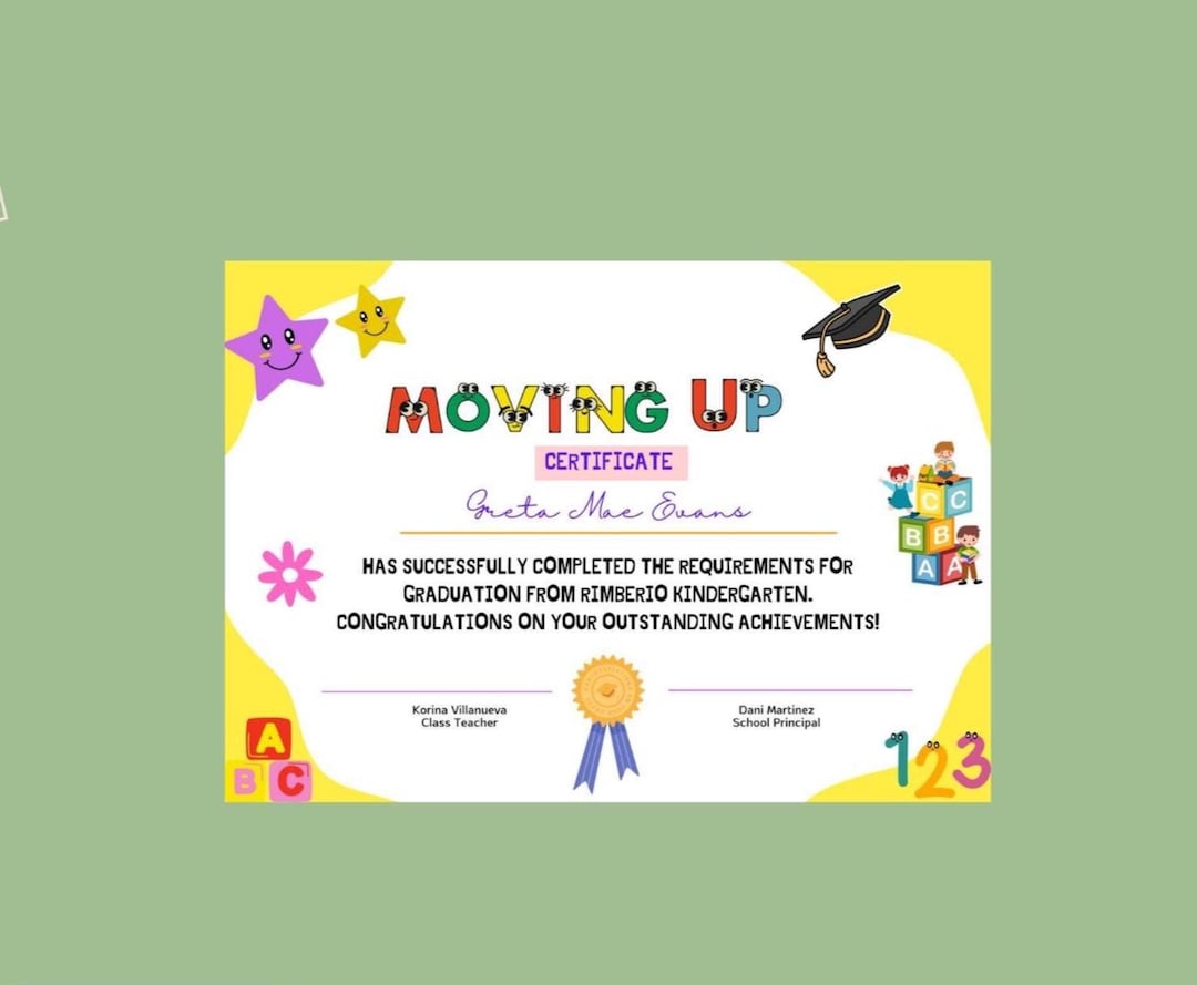 Preschool Editable Moving up Certificate Template| Certificate for Pre ...