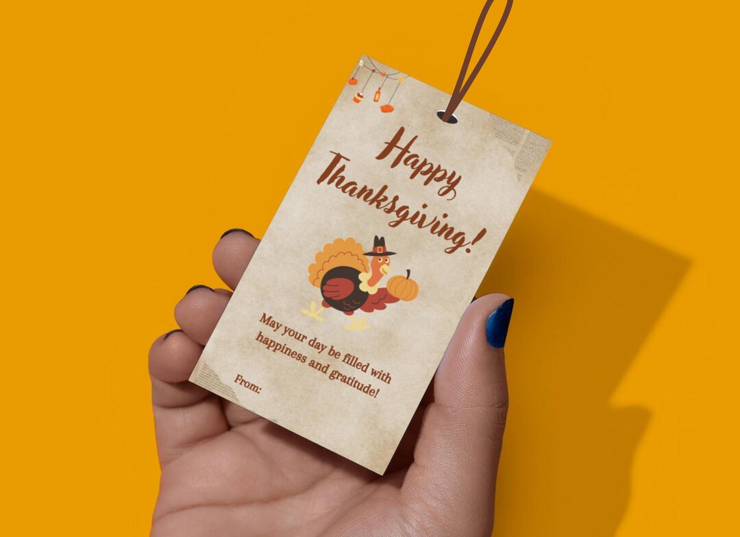 Thanksgiving Gift Tag Printable • Editable Cute Turkey Tag • Fall Favor ...