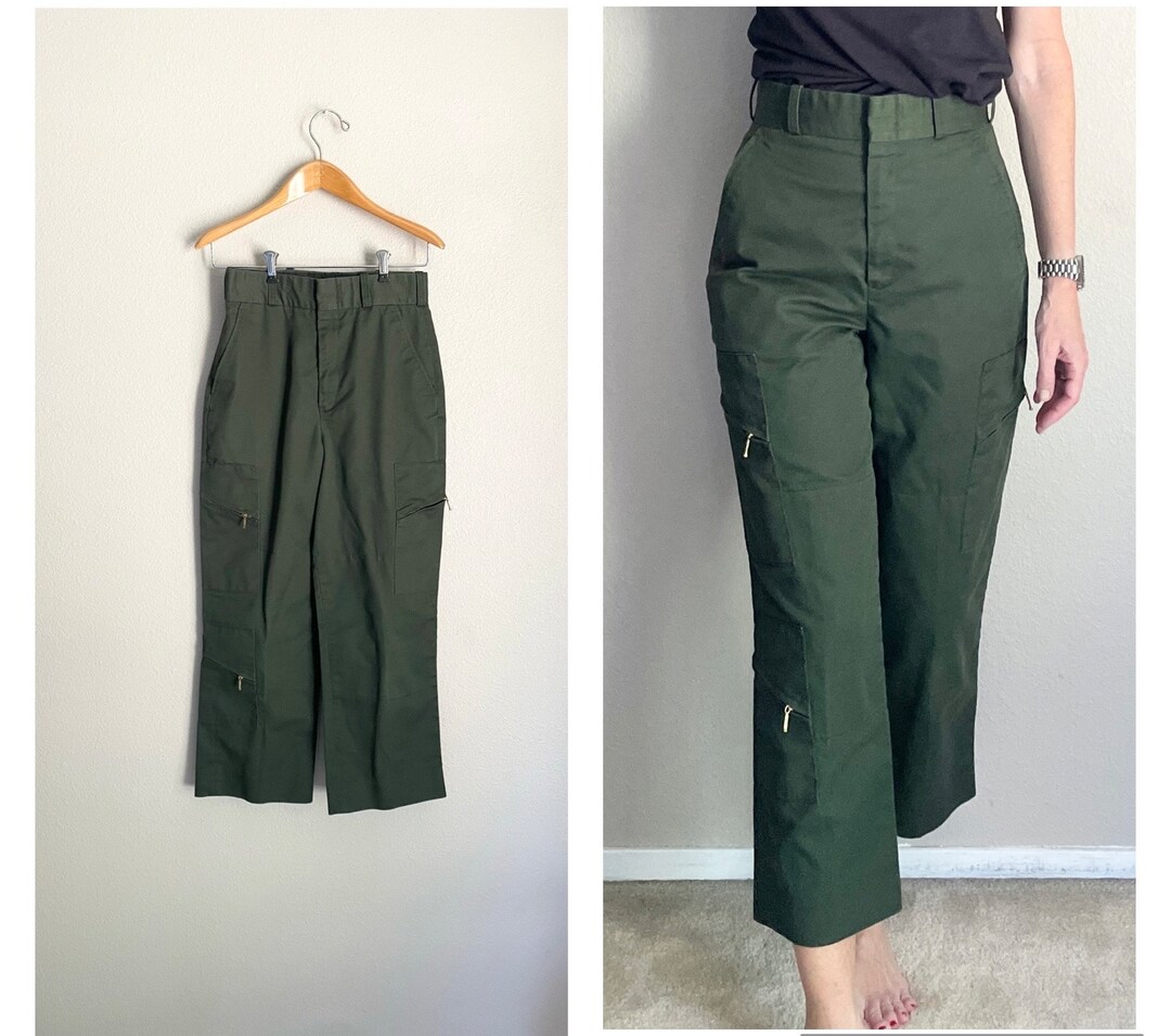 Vintage '60s Dark Olive Green Work Uniform Cropped Cargo Pants 26x25 - Etsy