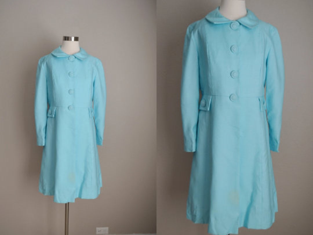 Vintage 50s 60s Emma Domb Light Turquoise Blue Coat Medium Bridal Coat ...
