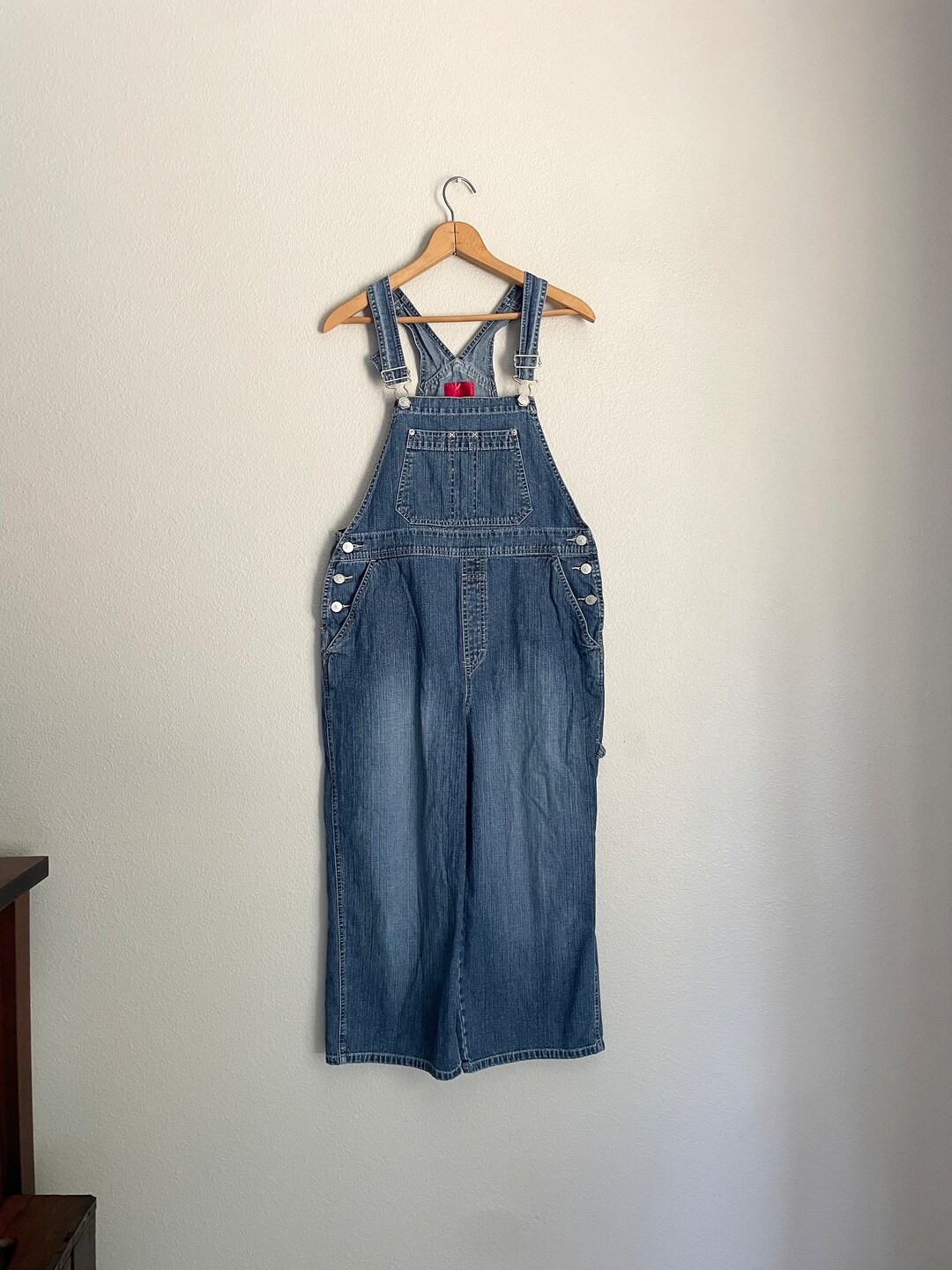 Vintage 80s 90s Denim Jean Cropped Capri Overalls Pants // Women's ...