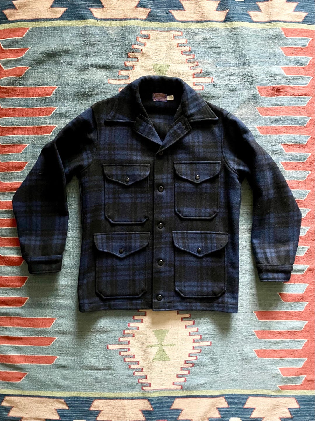Vintage 80s Blue Black Wool Pendleton Mackinaw Cruiser Jacket - Men's Small - Etsy