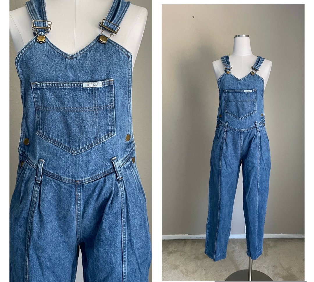 Vintage 80s Ideas Denim Pleated Cropped Capri Overalls Women's Xsmall ...