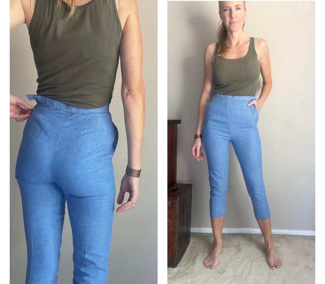 Vintage 50s 60s Capri Pedal Pusher Side Zip Pants / Women's Xxsmall 22 ...