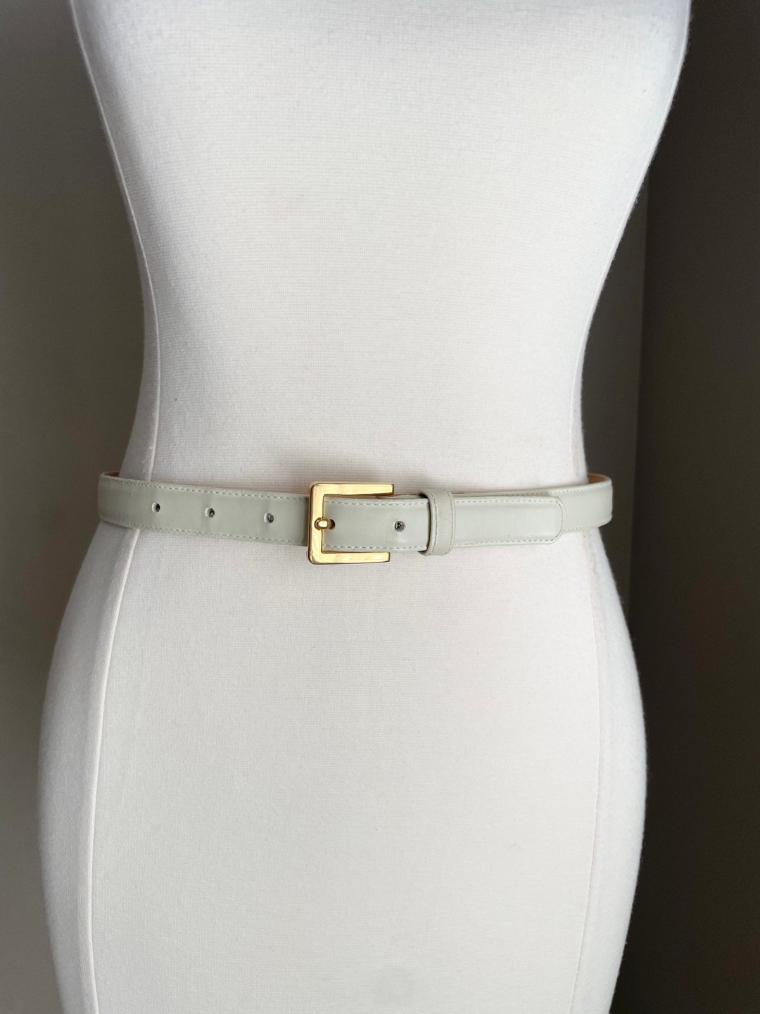 Vintage 80s Skinny Ivory Cream Leather Belt Womens Small/medium 29/30 ...