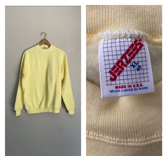 vintage 80s yellow basic minimal Jerzees soft sweatsh… - Gem