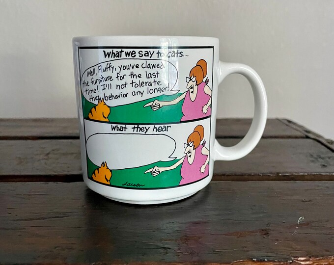 Vintage 1983 the Far Side Gary Larson Funny Cat Lady Cat Mug - What We ...