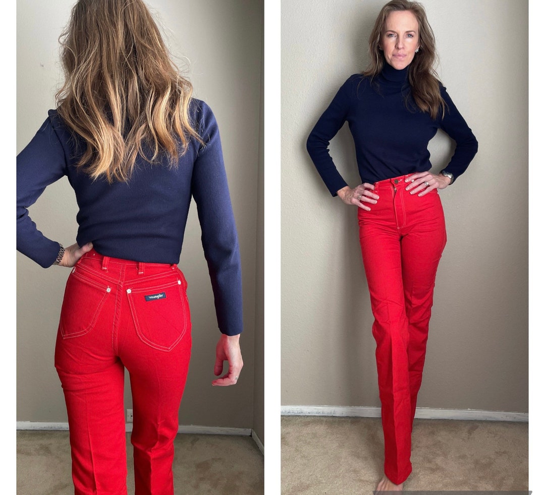 Vintage Usa Made Bright Red Wrangler Jeans Women's 22x34-size 000 22 ...