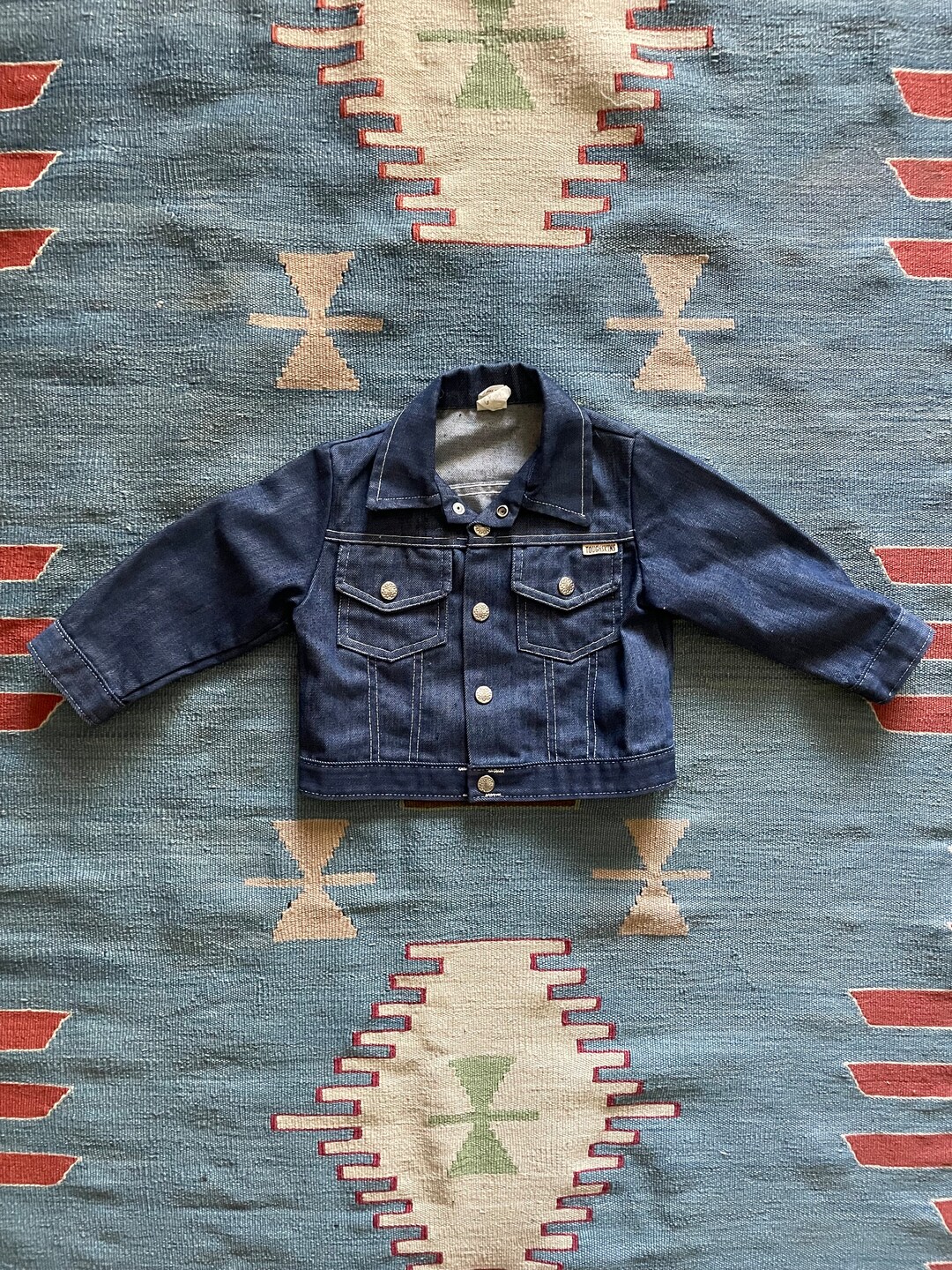 Vintage 70s Toddlers Denim Jean Snap Button Sears Toughskins Jacket 2T ...