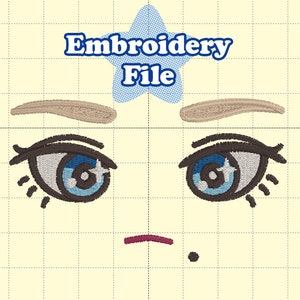 Anime Face Embroidery File for Plushie, Doll Face Anime Style, Sullen ...