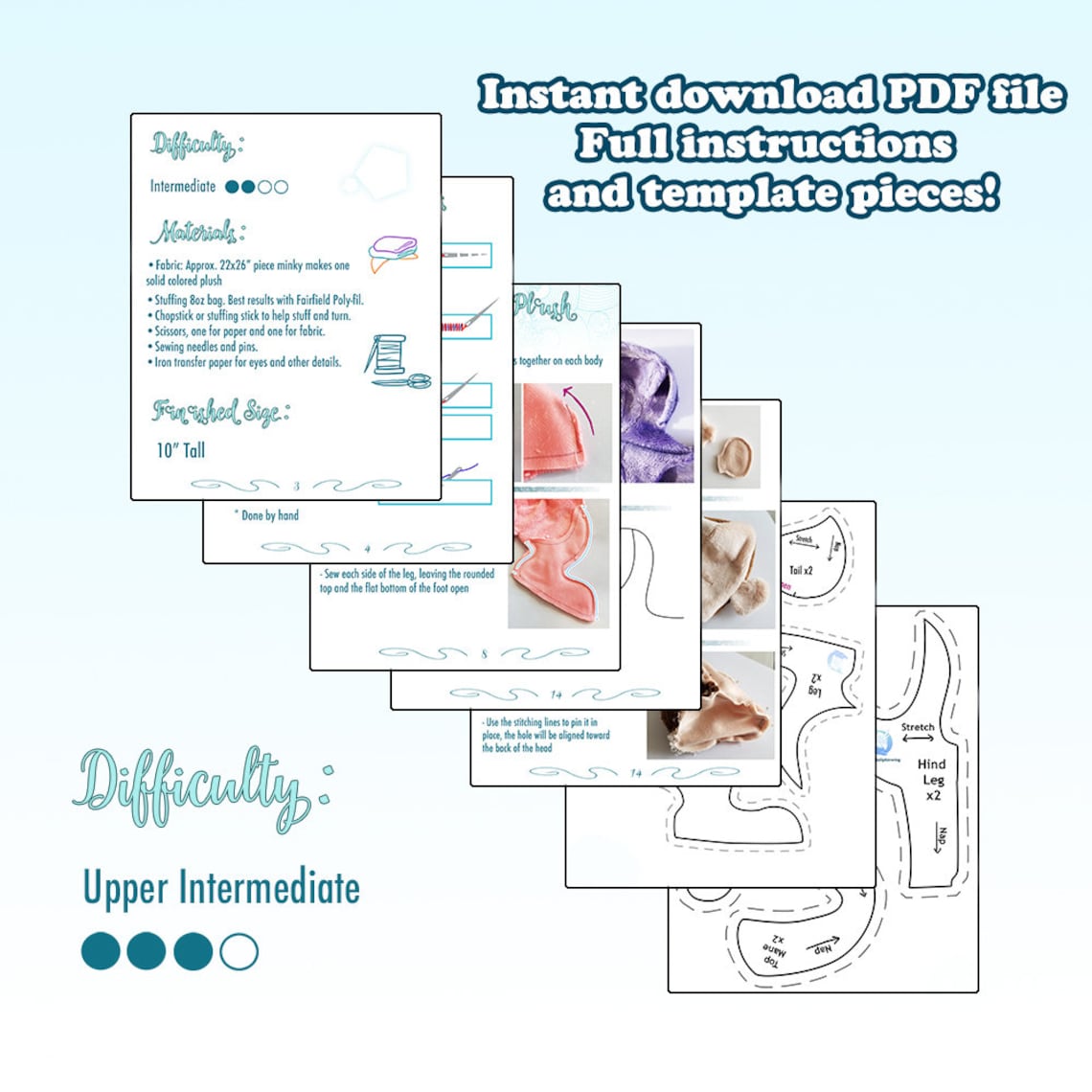 Wolf Plushie Sewing Pattern Digital PDF - Etsy
