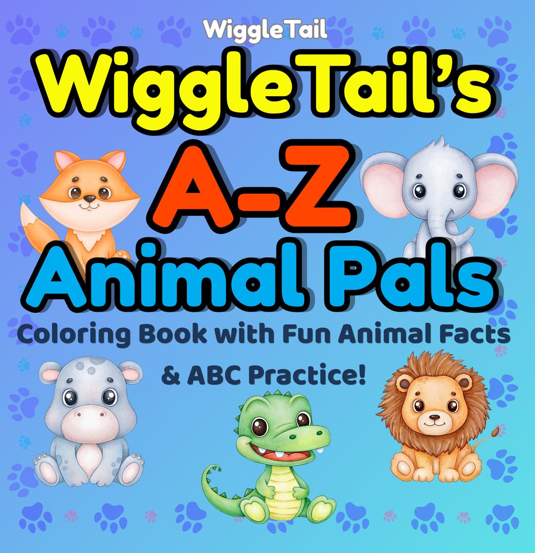 A to Z Animal Coloring Book for Kids – 26 Cute Pages – Digital Download ...