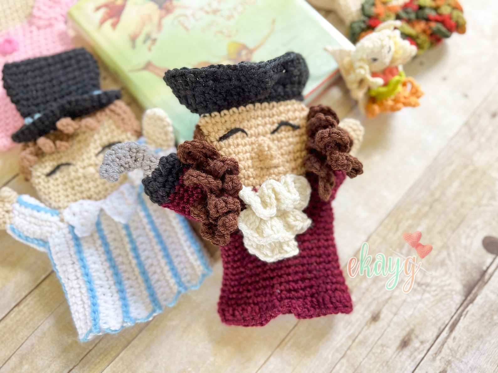 Crochet Pattern, Captain Hook Hand Puppet, Peter Pan and Wendy Puppets ...