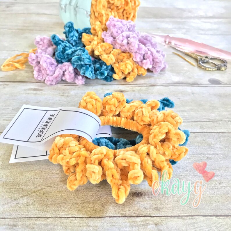 Crochet Pattern Velvet Sunflower Scrunchies - Etsy