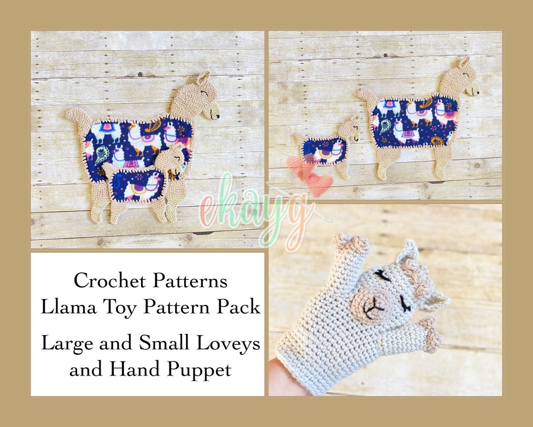 Crochet Patterns, Llama Toy Pattern Pack, Llama Loveys and Llama Hand ...