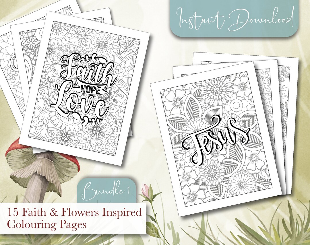 15 Faith and Flowers Colouring Pages for Adults, Teens. Religious ...
