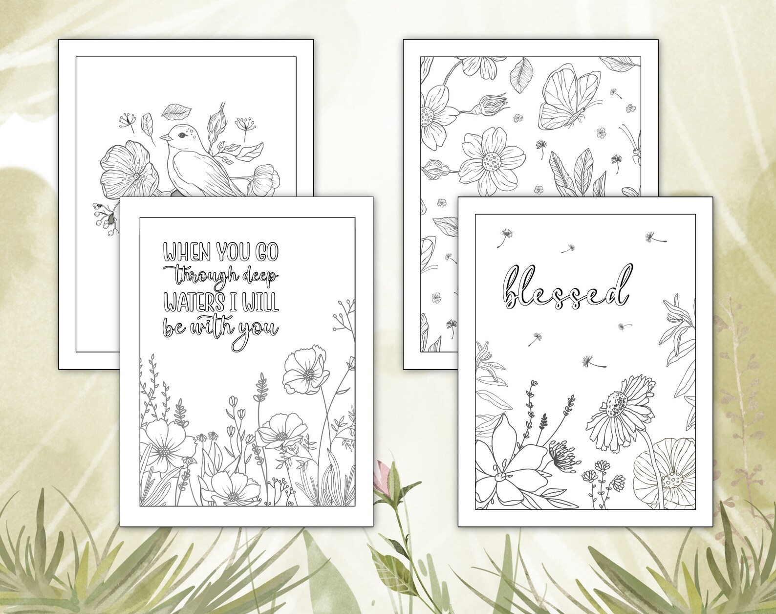 15 Faith and Nature Colouring Pages for Adults, Teens. Religious Quotes ...