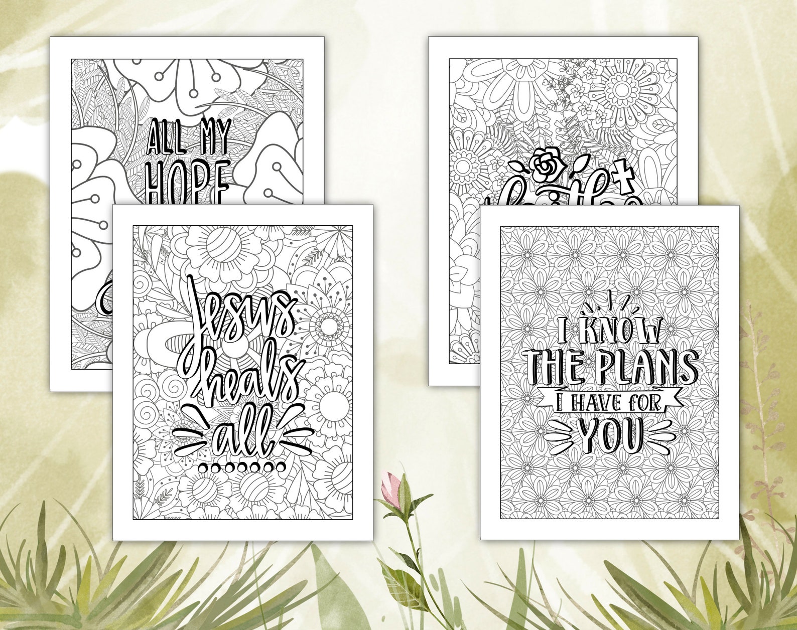 15 Faith and Flowers Colouring Pages for Adults, Teens, Religious ...