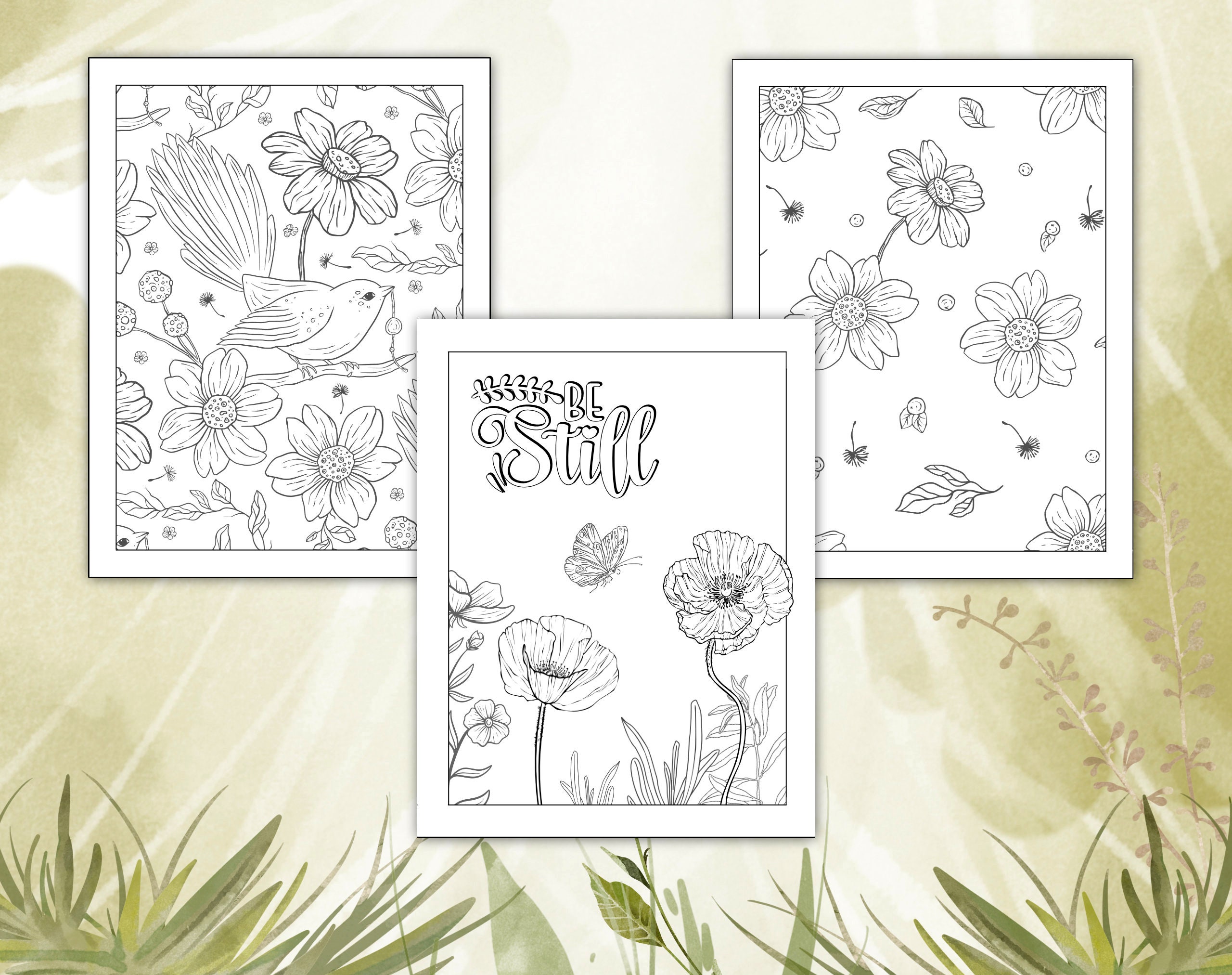 15 Faith and Nature Colouring Pages for Adults, Teens. Religious Quotes ...
