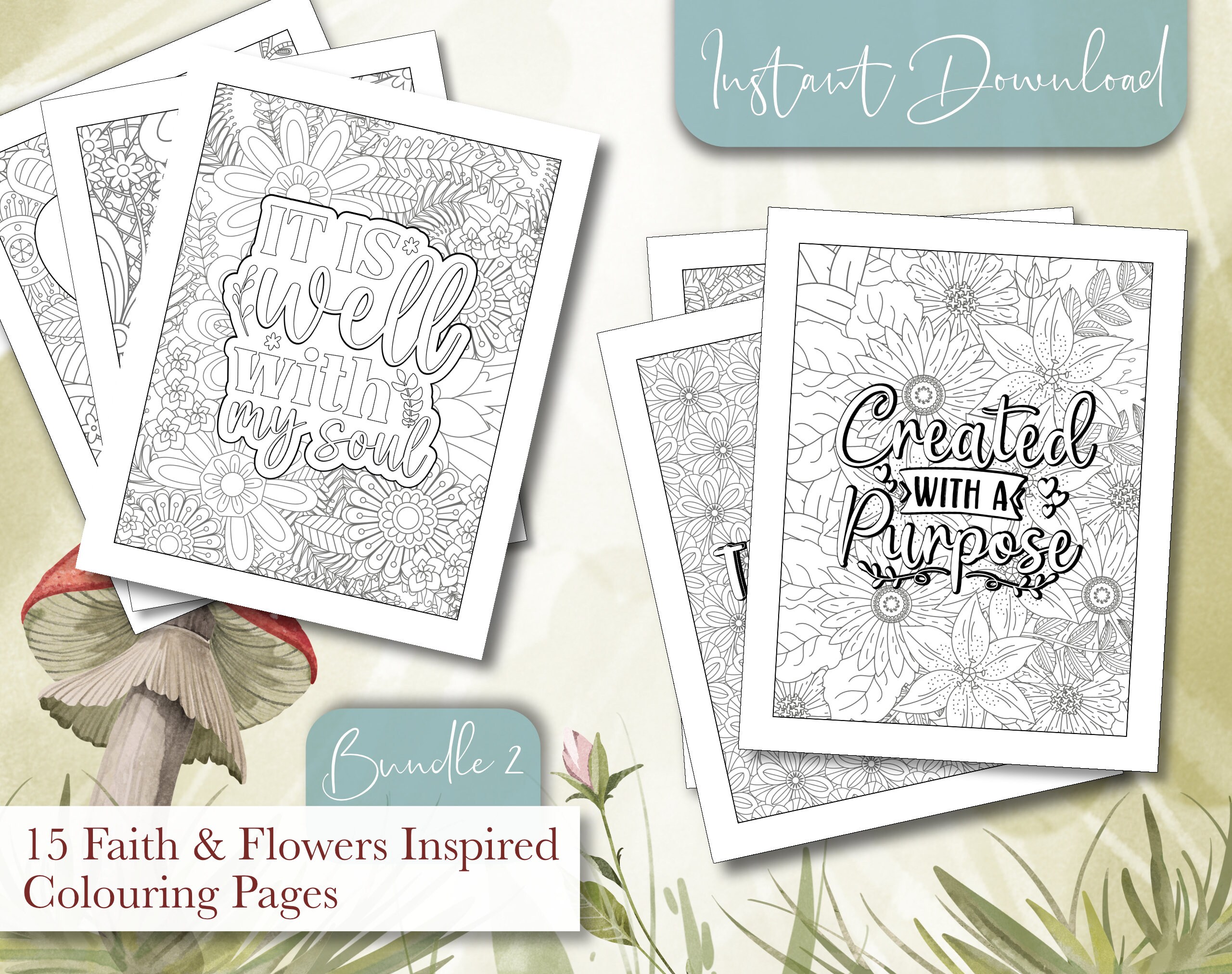 15 Faith and Flowers Colouring Pages for Adults, Teens, Religious ...