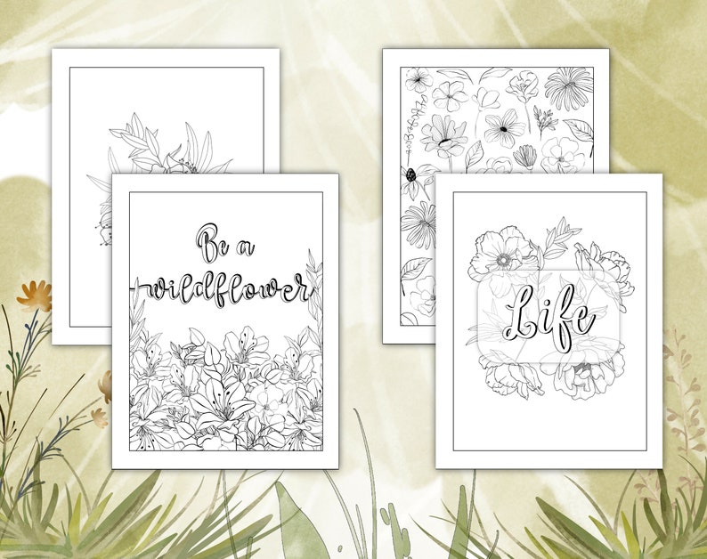 15 Botanical Themed Colouring Pages for Adults and Teens, Postive ...