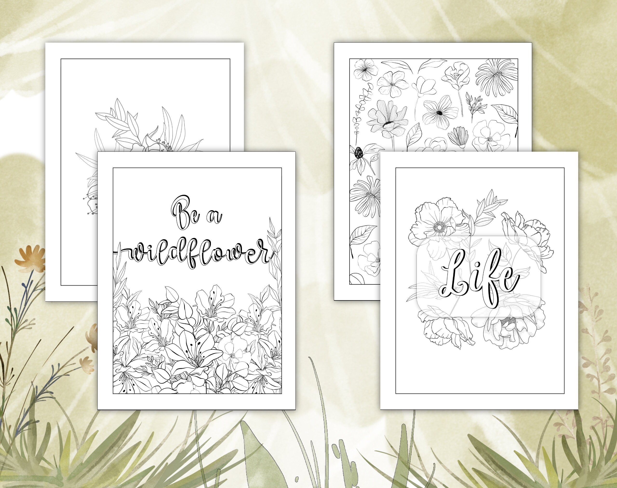 15 Botanical Themed Colouring Pages for Adults and Teens, Postive ...