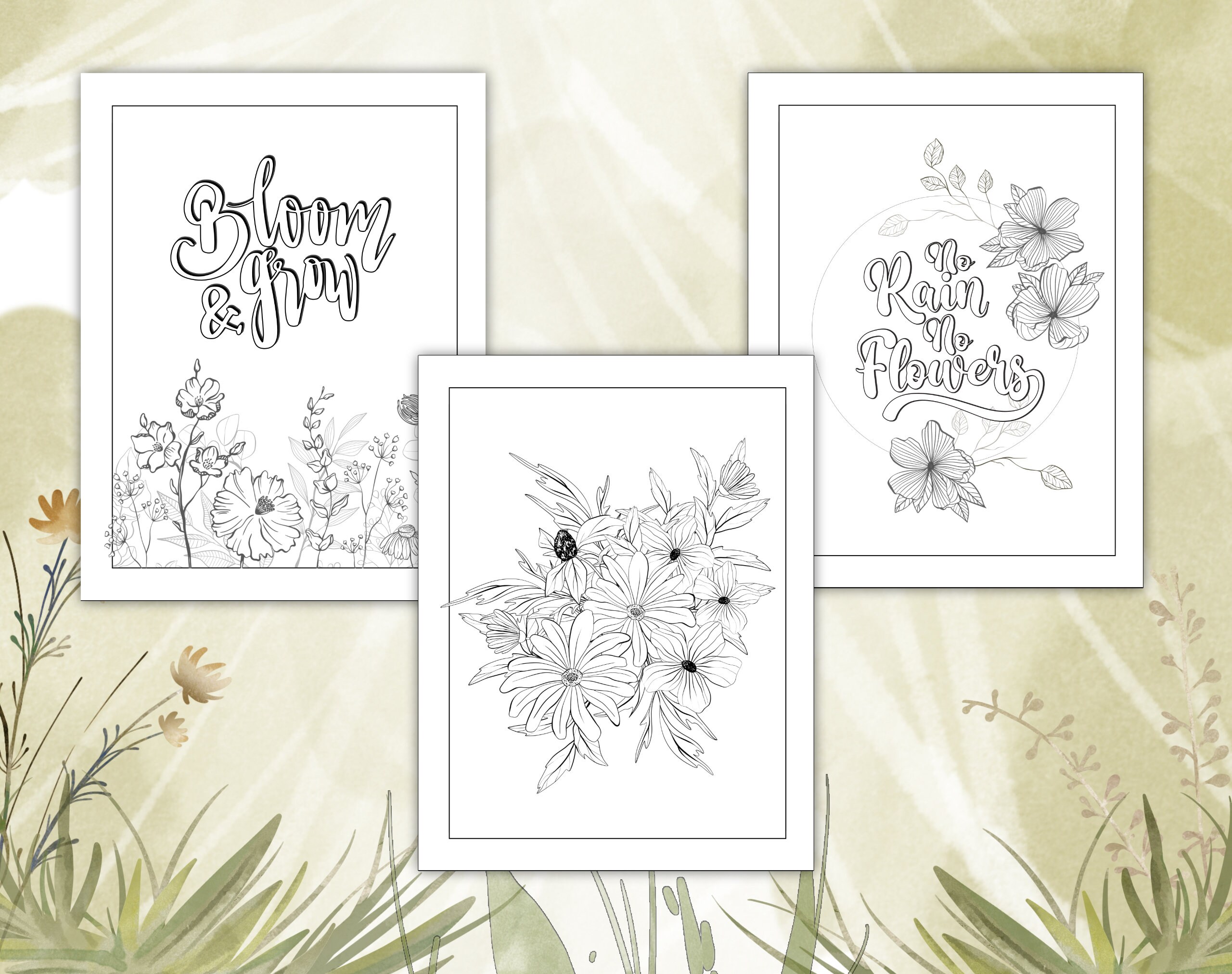 15 Botanical Themed Colouring Pages for Adults and Teens, Postive ...